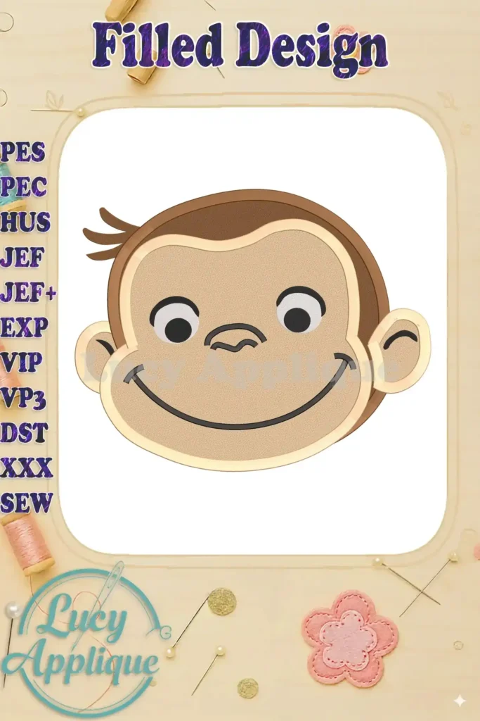 Curious George Fill Machine 01 Embroidery Design - Instant Download ...